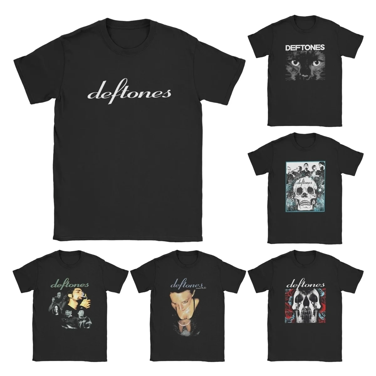 Deftones White Logo T-Shirts for Men Harajuku Gothic Japanese Vintage ...
