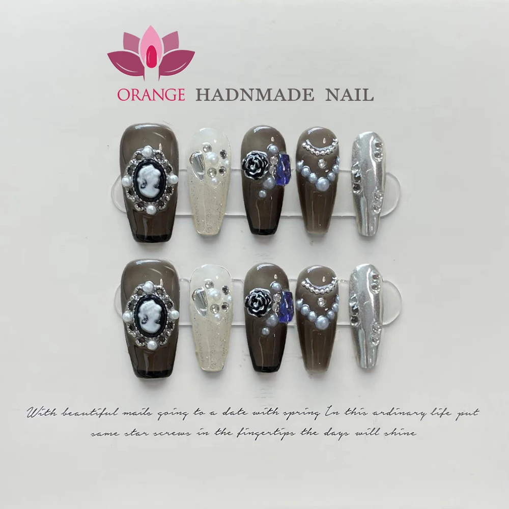 Black Handmade Fake Press on Nails Pure High Quality Wearable Full ...