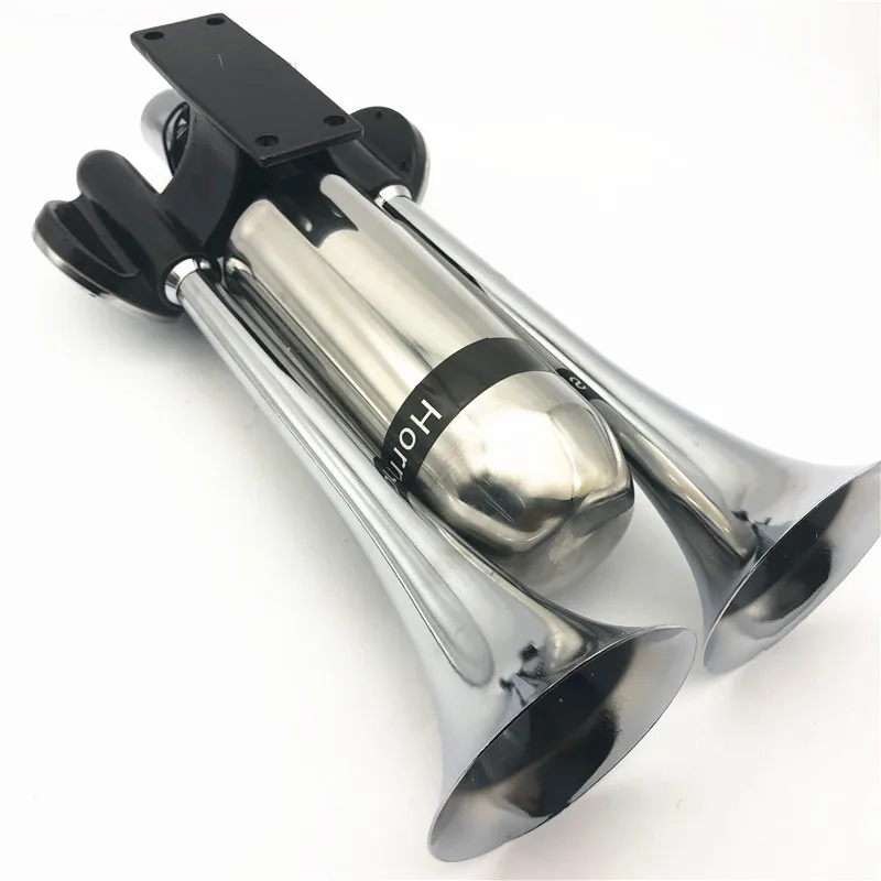 12v/24v 500db Dual Trumpet Electric Horn Loud Chrome Air Horn Speaker ...