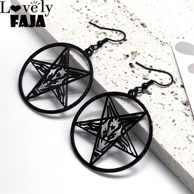 Goth-Satan-Inverted-Pentagram-Goat-Head-Drop-Earring-for-Women ...