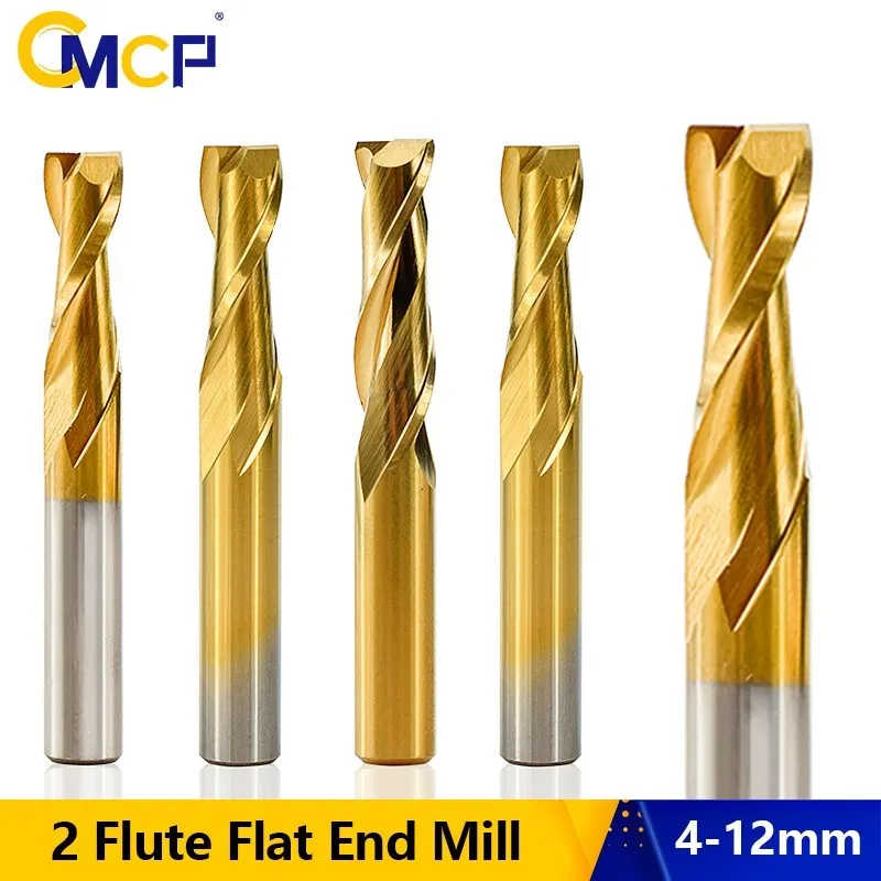 CMCP 2 Flute Flat End Mill 4 6 8 10 12mm Shank Carbide Milling Cutter ...