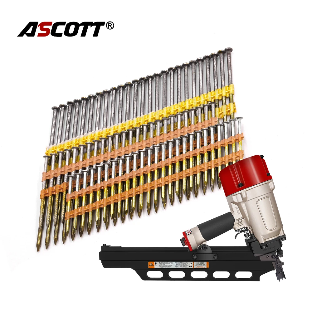 125pcs-90mm-21-Degree-Galvanized-Round-Head-Plastic-Strip-Framing-Nails ...