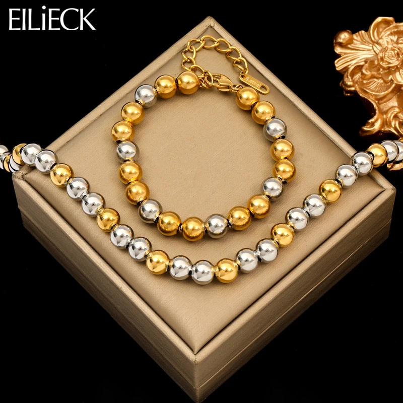 EILIECK-collar-de-bolas-de-acero-inoxidable-316L-para-mujer-y-ni-a ...