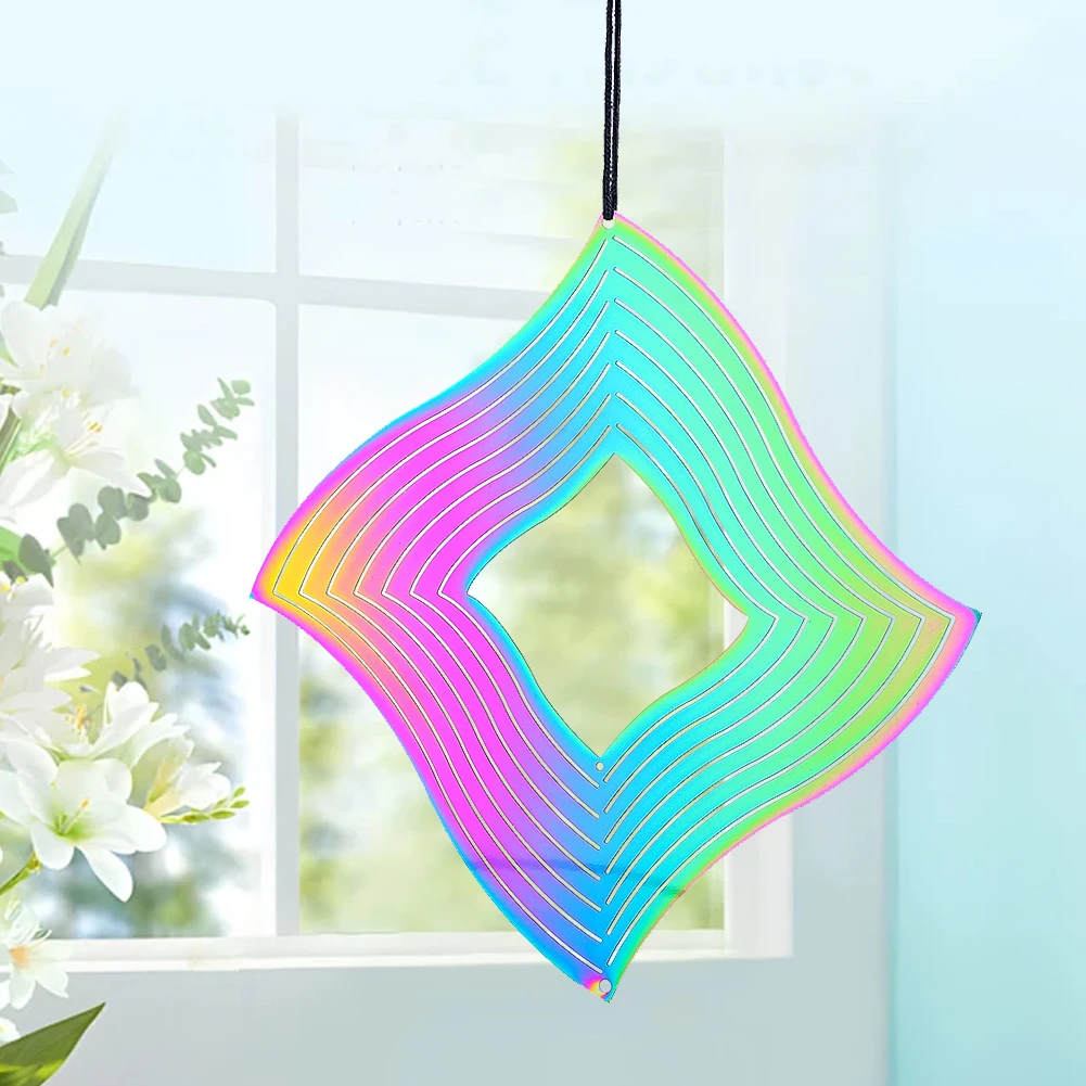 Stainless-Steel-3D-Rhombic-Rotating-Wind-Chime-Colorful-Geometry-Wind ...