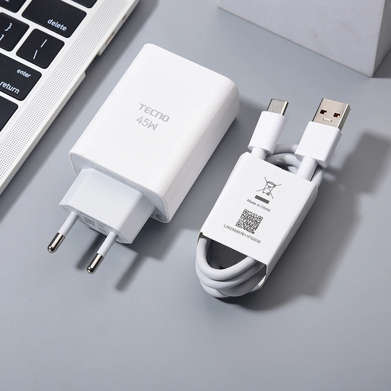 Tecno 45W Fast Charger EU Quick Charge Power Adapter USB Type C Cable ...