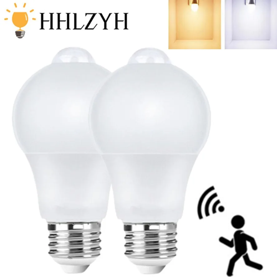 E27 PIR Sensor Light LED Motion Sensor Bulb AC85V-265V LED lamp Auto ON ...