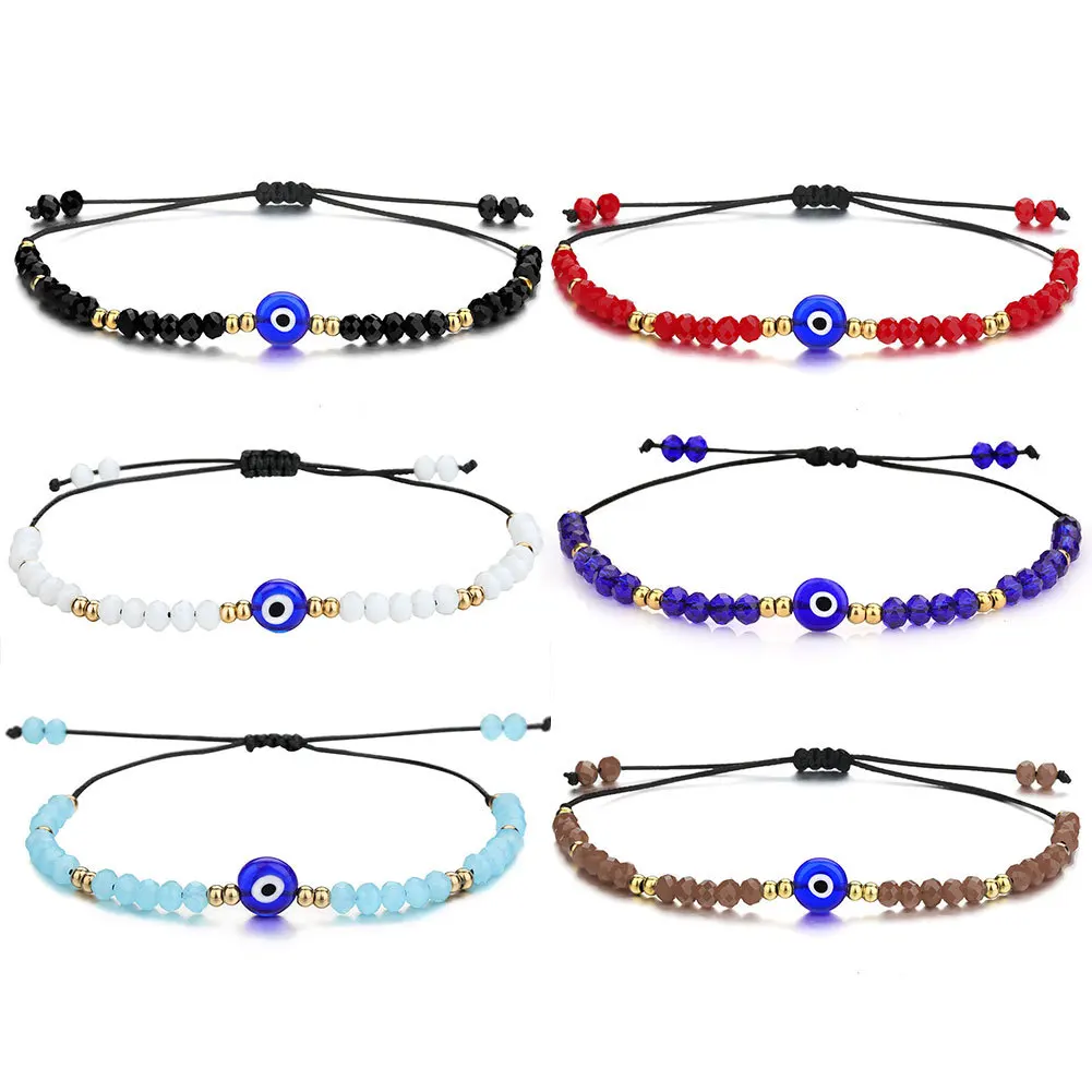 9 Color Styles Handmade Braided Turkish Lucky Evil Eye Beads Bracelets ...