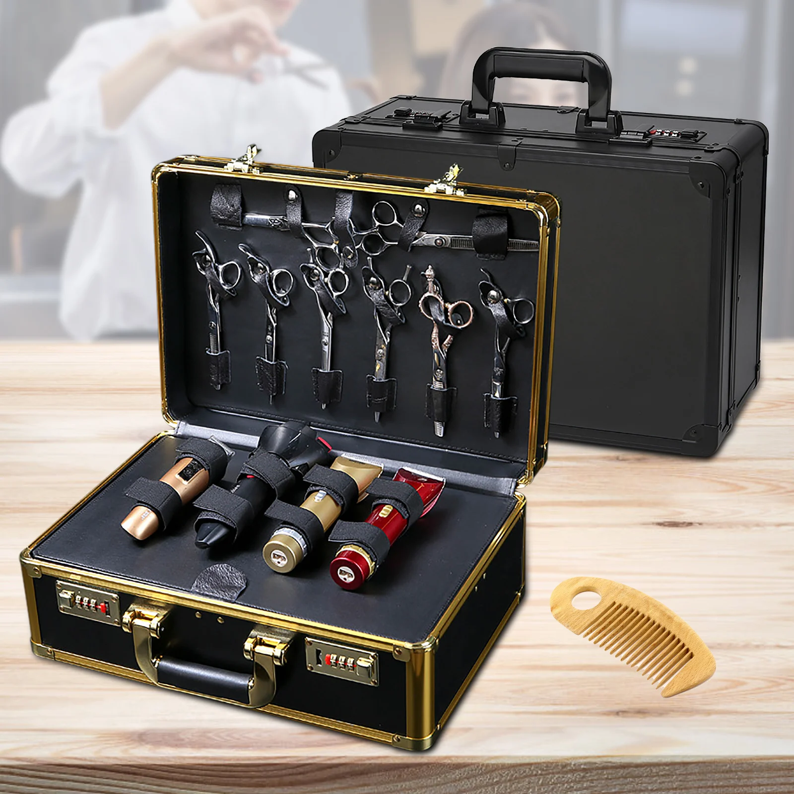 Golden-Large-Barber-Beauty-Salon-Tool-Kits-Toolbox-Storage-Travel-Carry ...