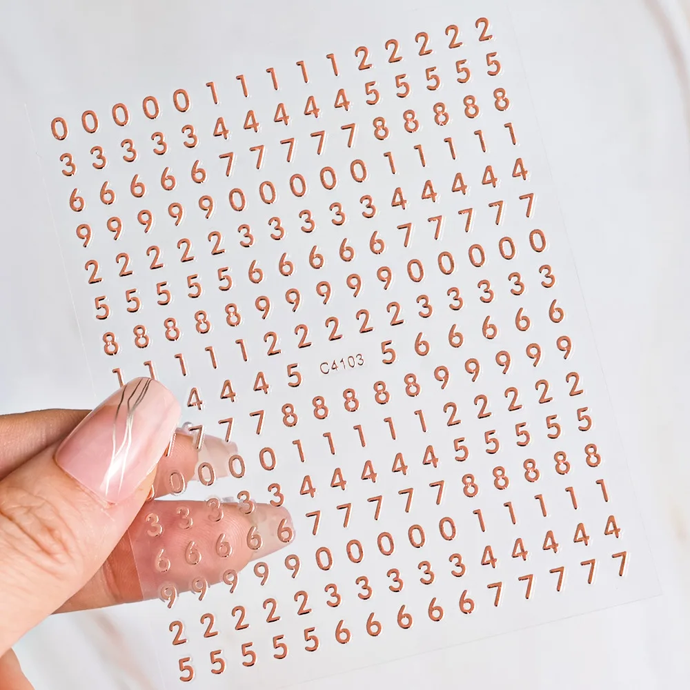 3D-Digital-Numbers-Nail-Art-Decals-Self-Adhesive-Laser-Gold-Silver ...