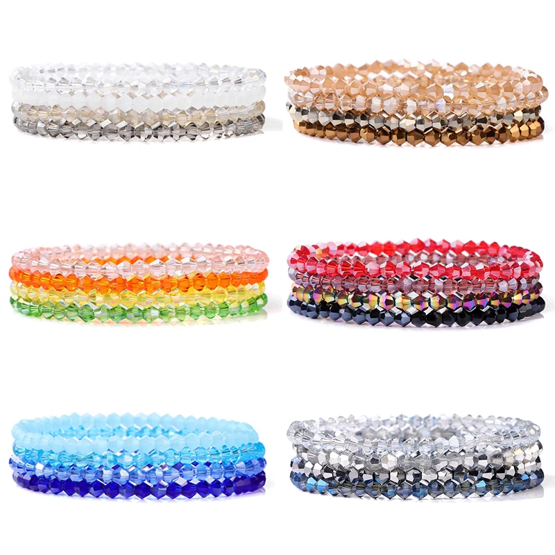 Fashion 4Pcs Colorful Crystal Bracelet For Women Men Faceted Austria ...