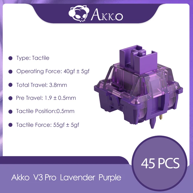 Akko V3 Pro Lavender Purple Switches 5 Pin 40gf Tactile Switch ...