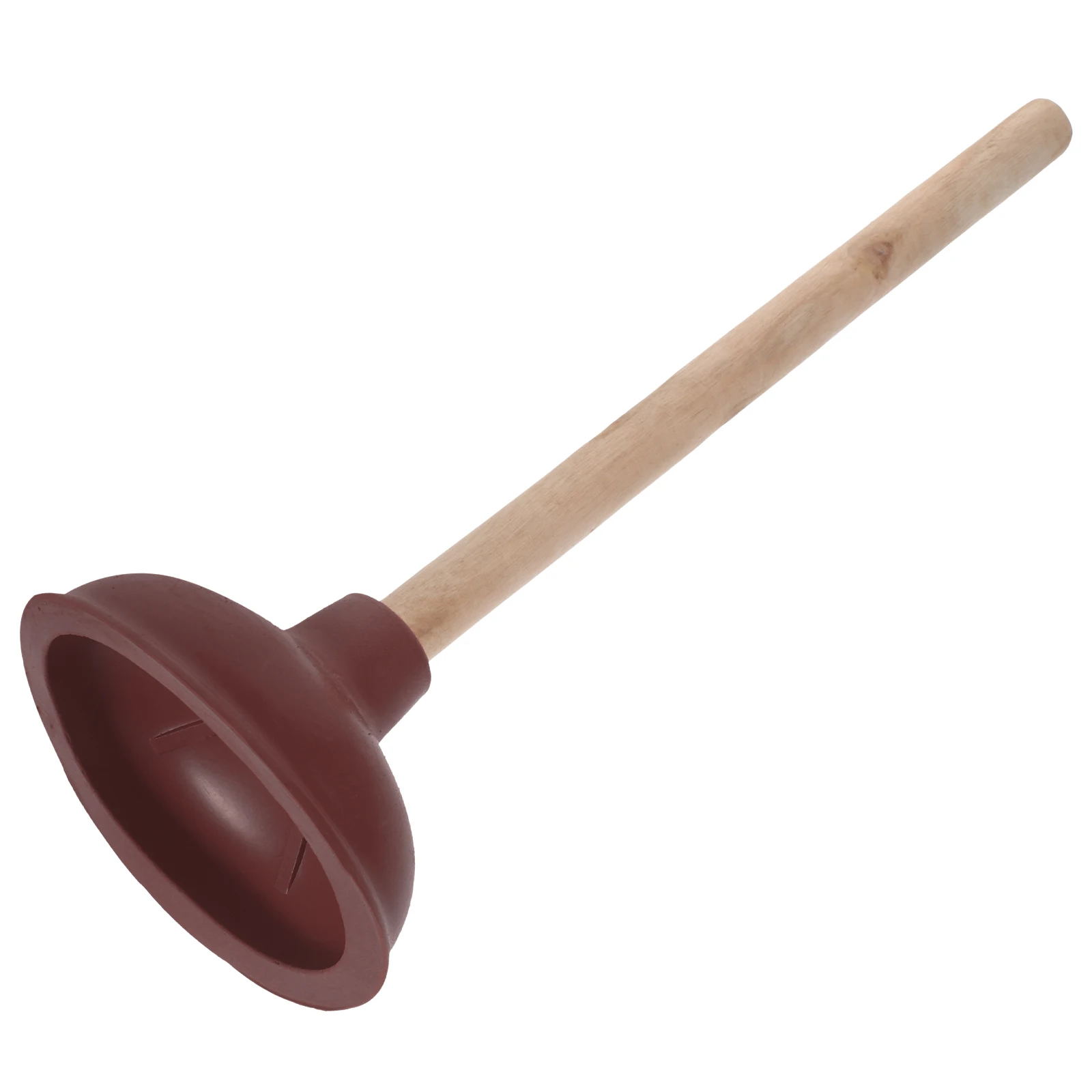 Heavy Duty Toilet Plunger Wooden Handle Portable Bathroom Tool Sturdy ...