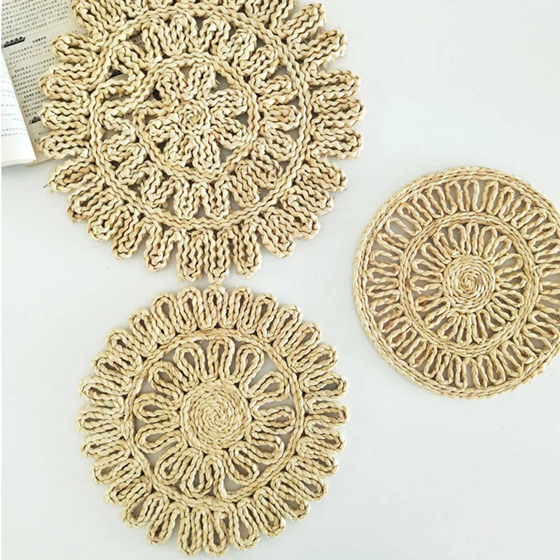 Handmade-Boho-Woven-Placemats-Natural-Corn-Husk-Girassol-Table-Mats ...