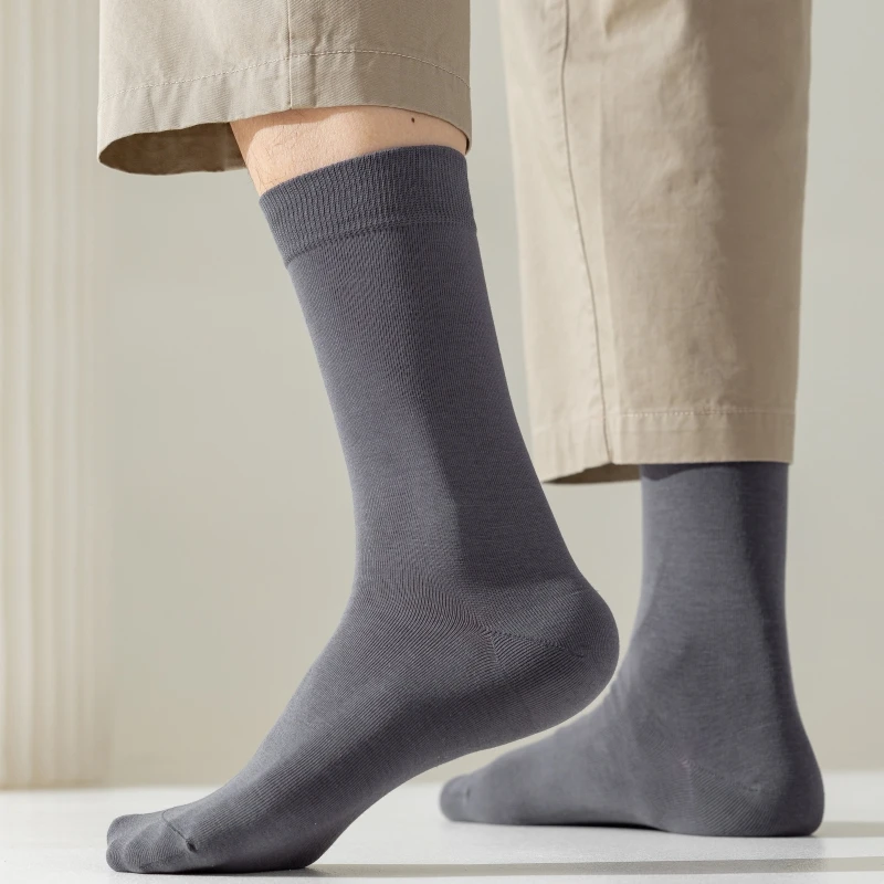 5-Pair-Men-s-Bamboo-Fiber-Business-Socks-Solid-Color-High-Quality ...