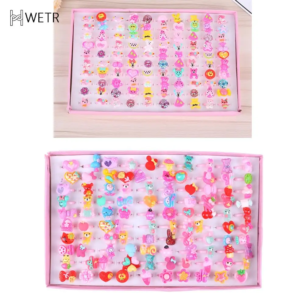 10-Pcs-Cute-Children-s-Day-Jewelry-Plastic-Kids-Rings-For-Girls-With ...