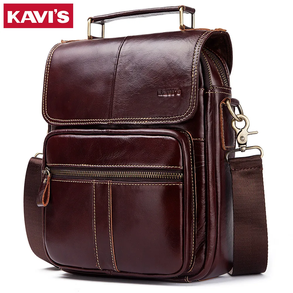 KAVIS NEW Genuine Leather Men's Crossbody Bag Male Business Shoulder ...