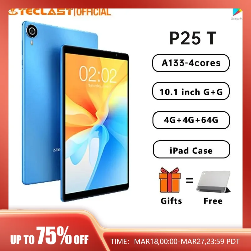 Teclast P25T 2023 Tablet (Allwinner A133 1.8GHz Quad-Core/8GB(4GB+4GB) RAM/64GB ROM/10.1 Inch ...