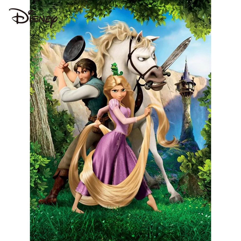 Disney Oil Painting Long Hair Princess Paint By Numbers Cartoon With ...