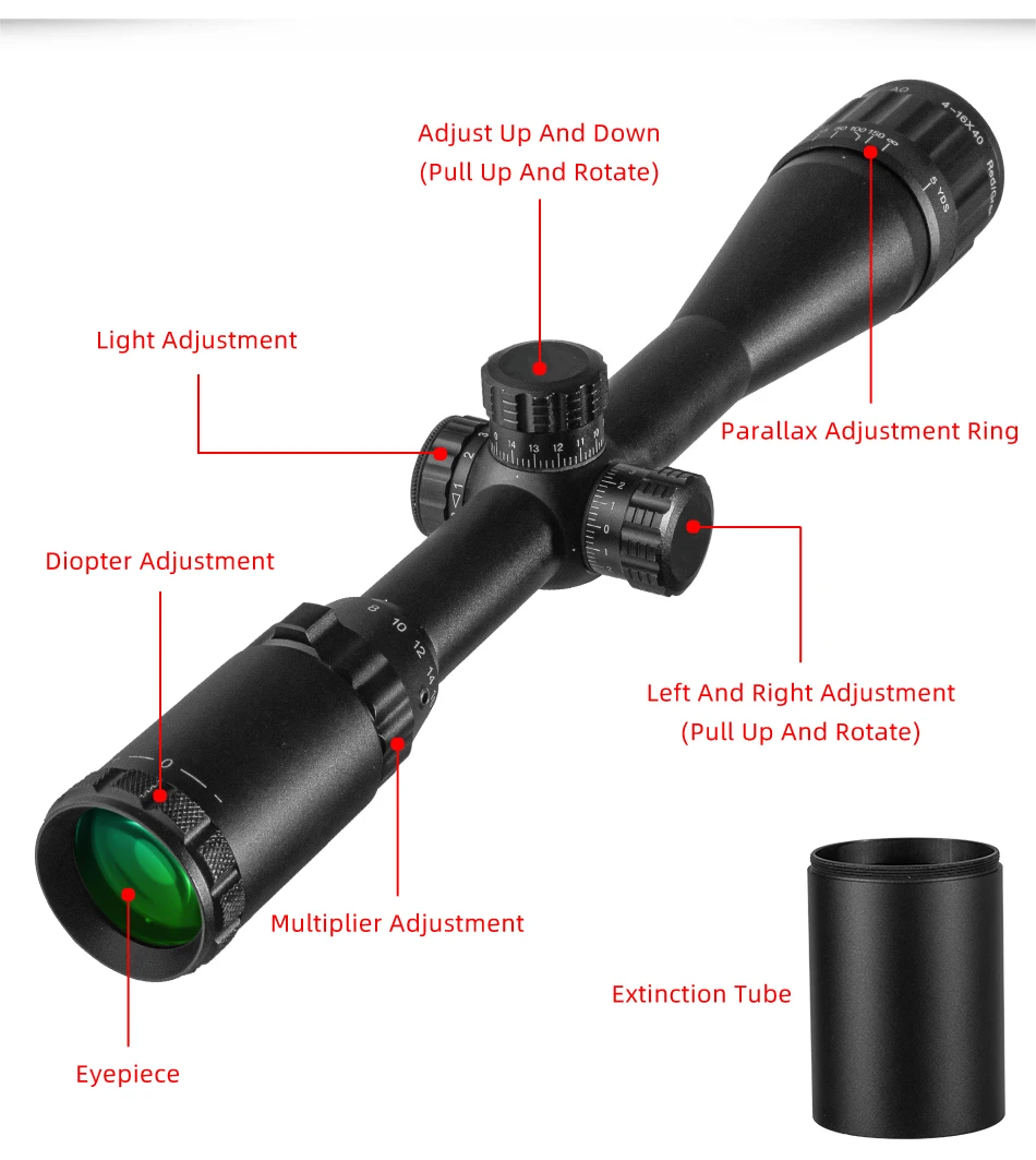 NSIRIUS 4-16x40AOE Optics Red Green illuminated Mil Dot Rifle Scope ...