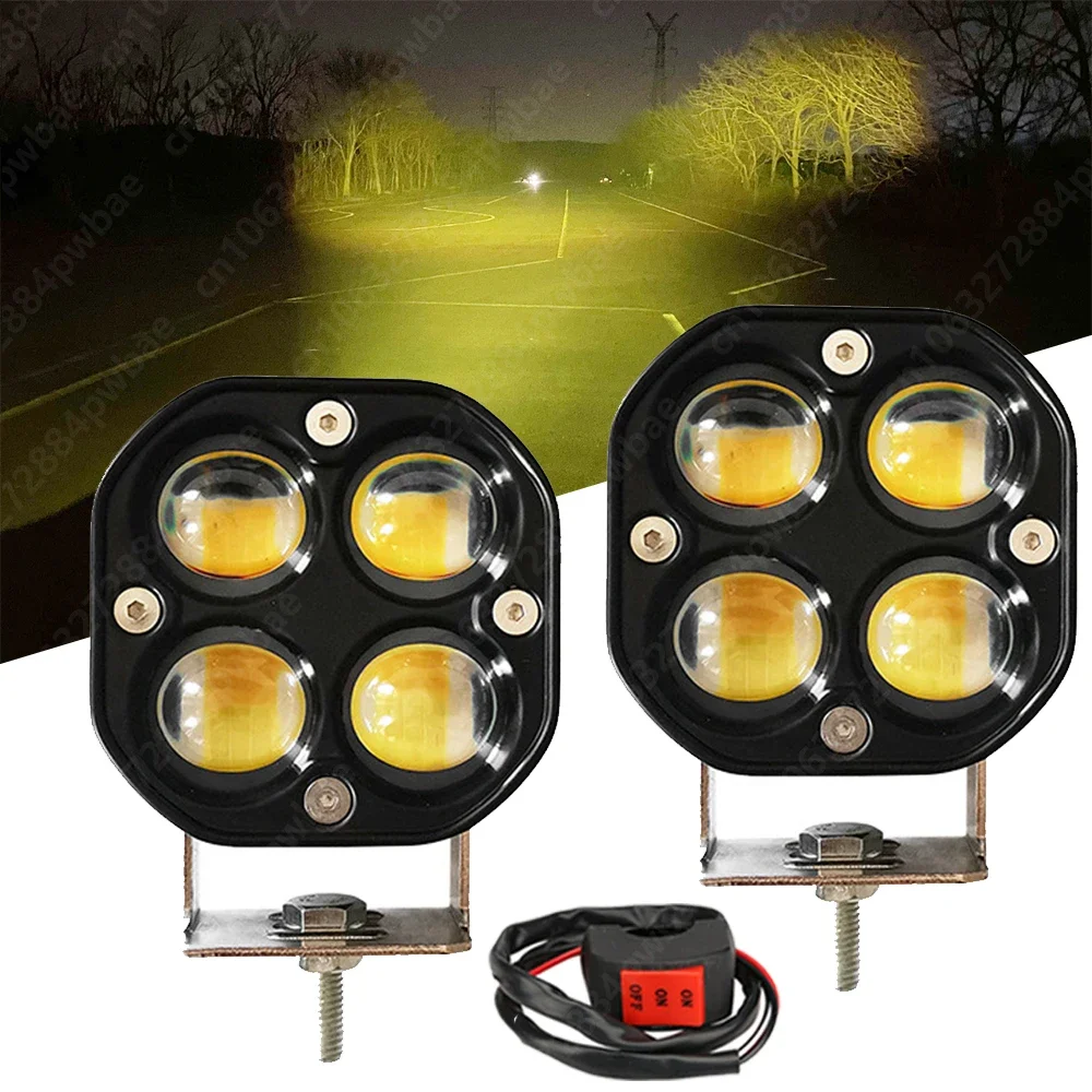 Dual-Color-3-Inch-Motorcycle-200W-LED-Spotlight-30000LM-24V-Truck-Work ...