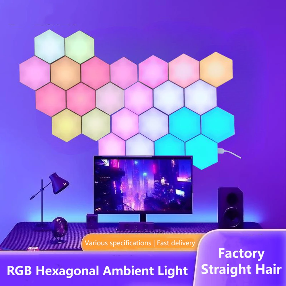 LED-Hexagon-Light-RGB-Smart-Wall-Lamp-Wifi-Bluetooth-Music-Sync-Ambient ...