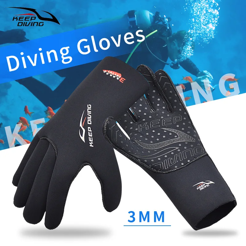 3MM Neoprene Gloves Super Stretch Fabric Winter Swimming Gloves Warm ...