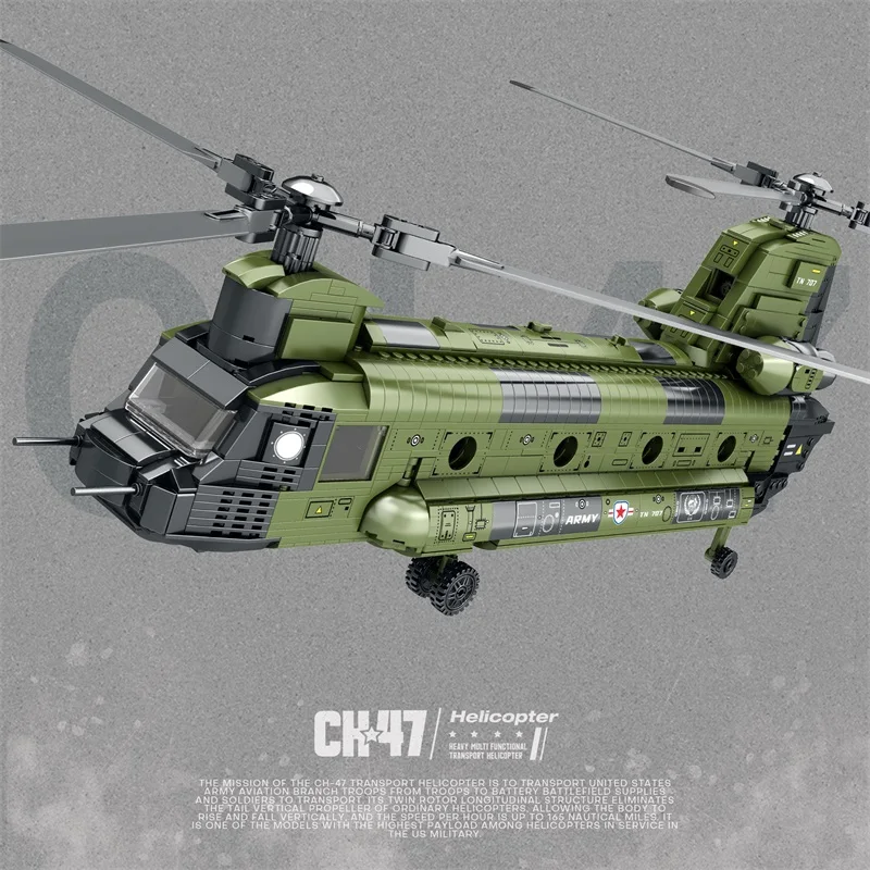 Reobrix CH-47 Chinook Transport Plane Building Blocks Military Armed ...