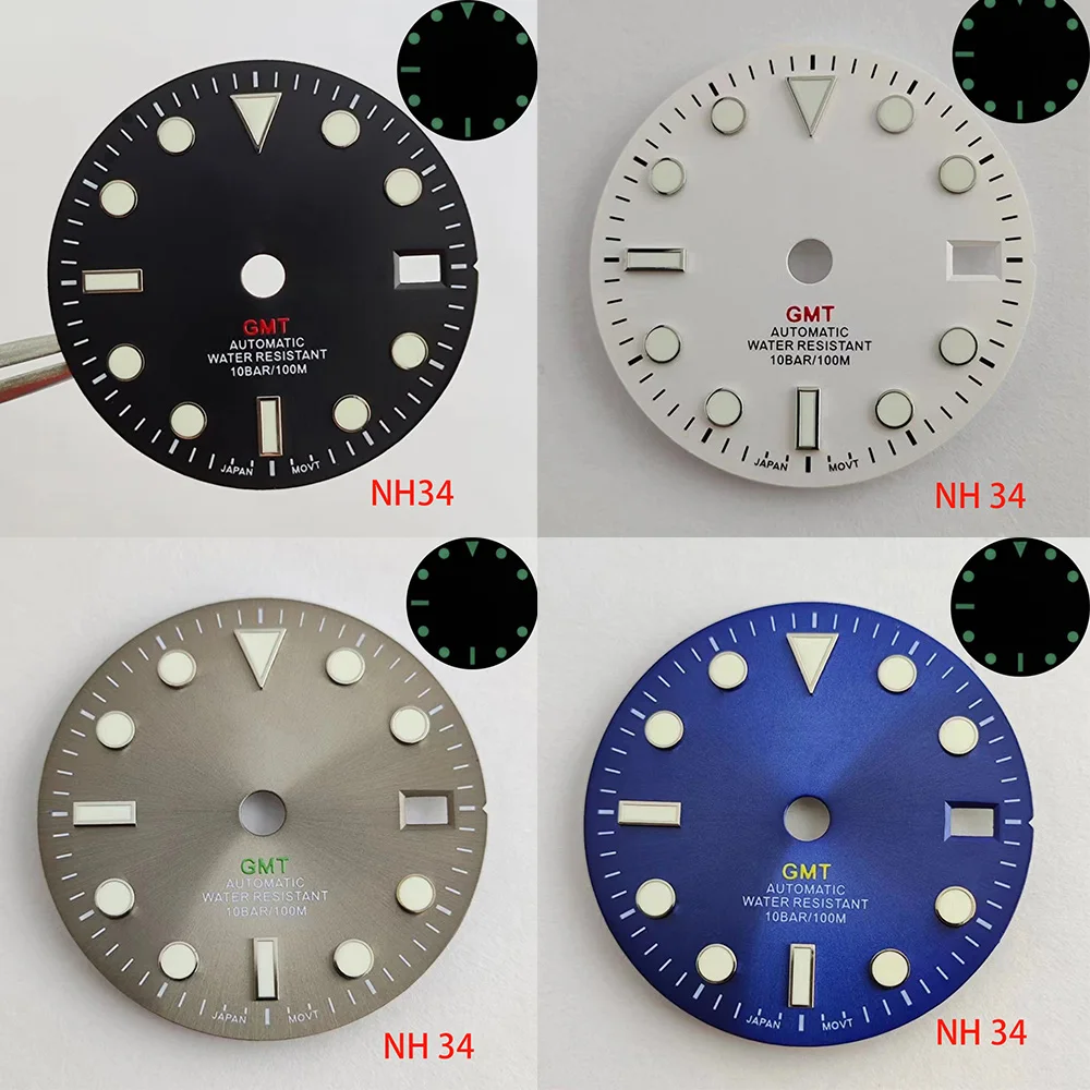 NH34-dial-GMT-reloj-luminoso-verde-de-cuatro-manos-para-movimiento-NH34 ...