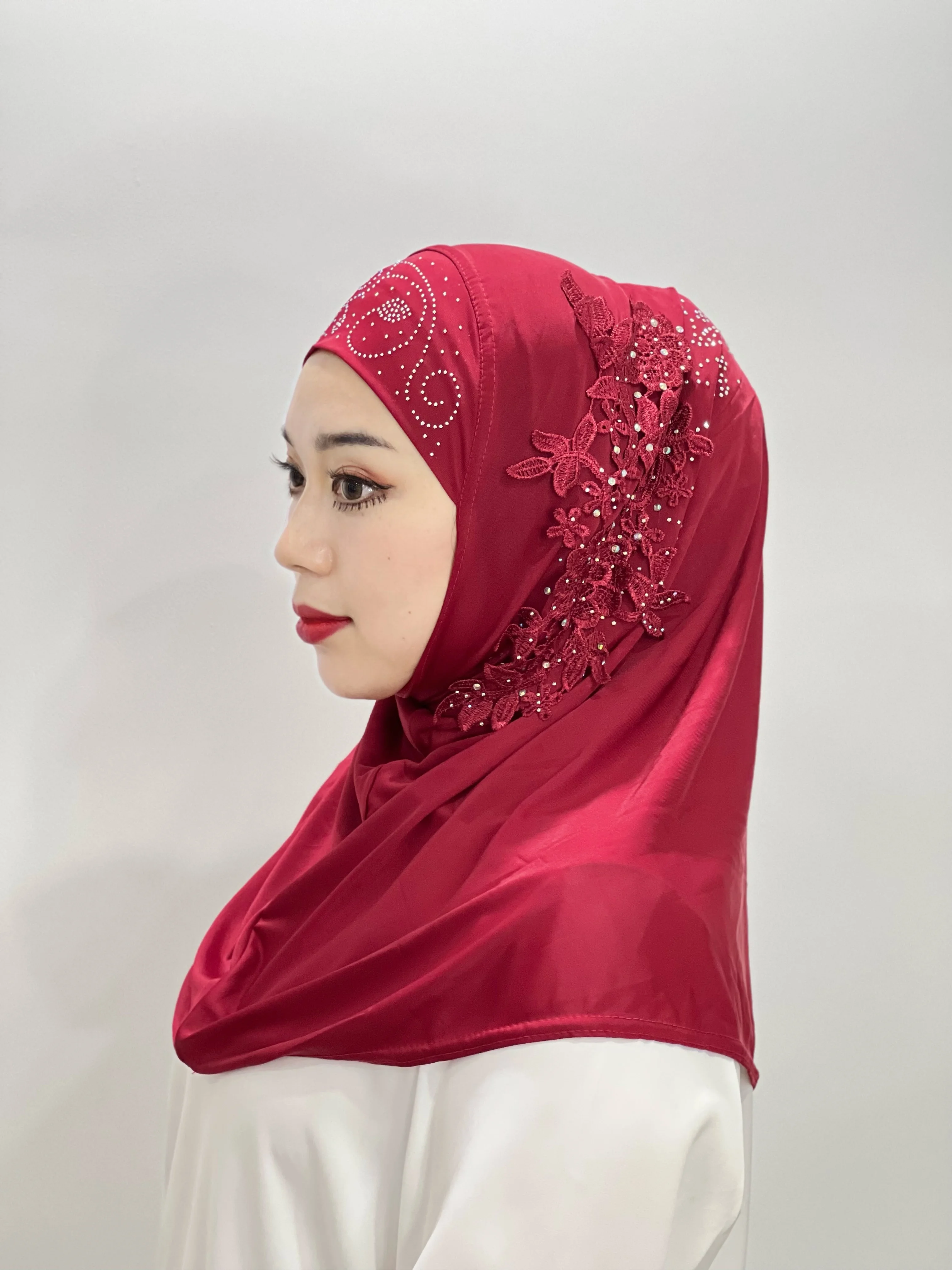 New-Lace-Spot-Diamond-Solid-Color-Turban-Fashion-Patch-Patchwork-Hijab ...