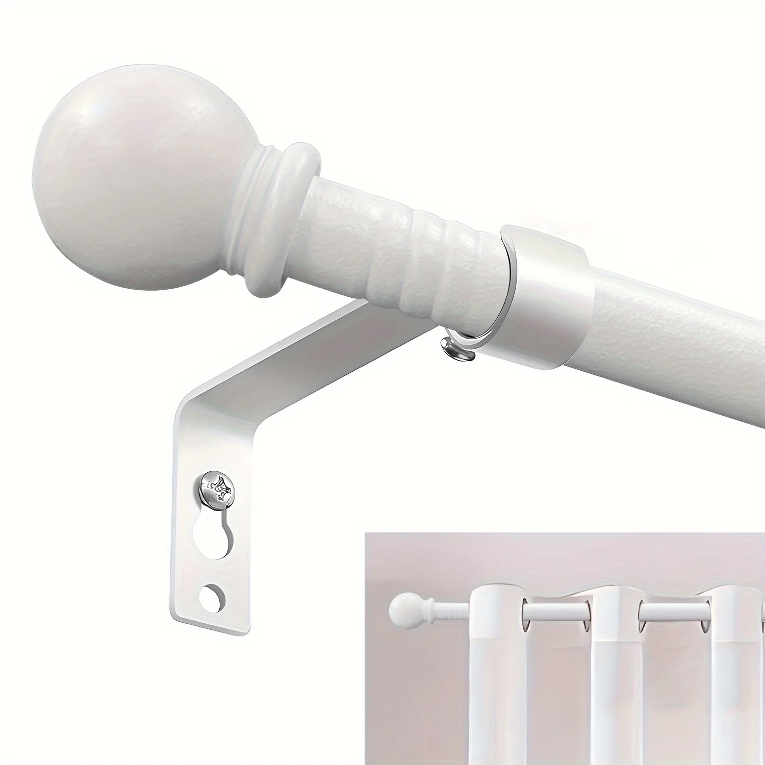 Curtain-Rods-for-windows-5-8-inch-Decorative-Curtain-Rod-Set-White ...