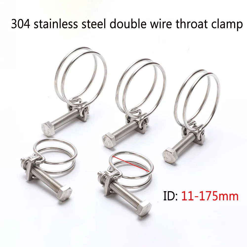 304 stainless steel double wire throat clamp strong wire clamp pipe ...