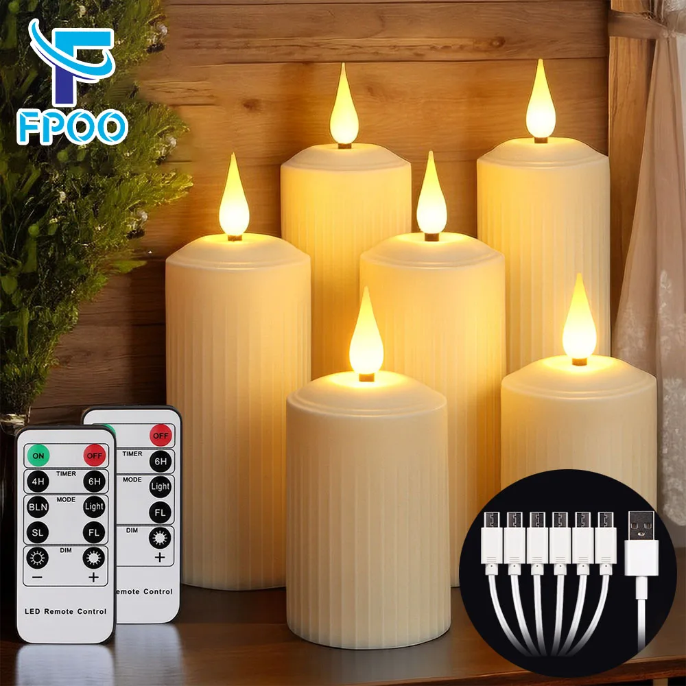 FPOO-Rechargeable-Led-Candle-By-usb-Remote-Waterproof-Pillar-Candles ...