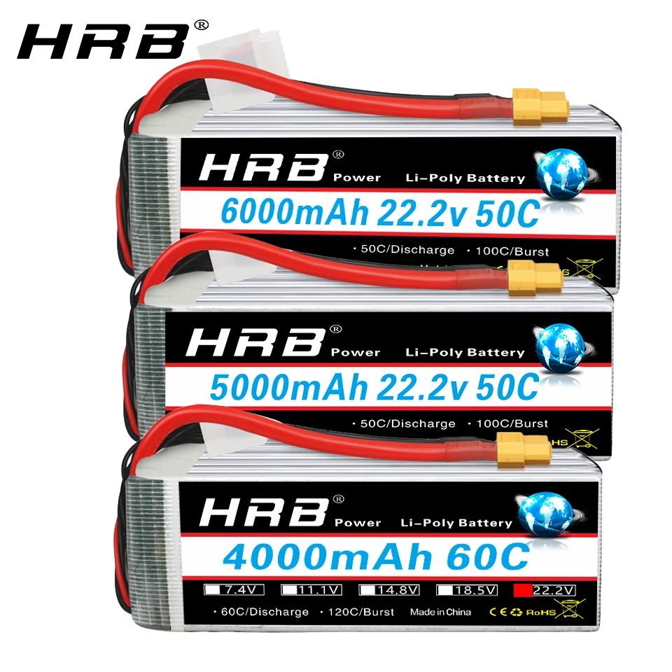 HRB 6S Lipo Battery 22.2V Drone Battery 1800mah 2200mah 3300mah 4000mah ...