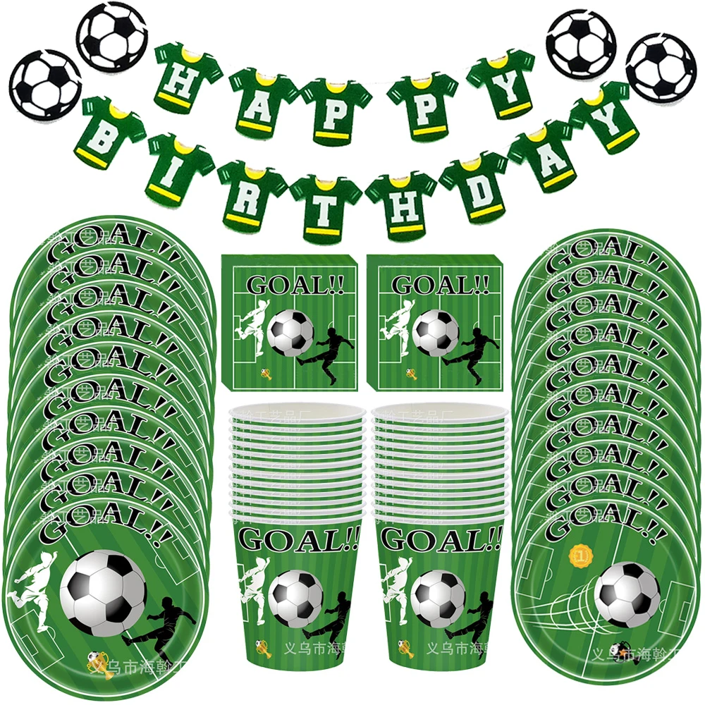 Football Theme Disposable Tableware Set Paper Plates Cups Napkins ...