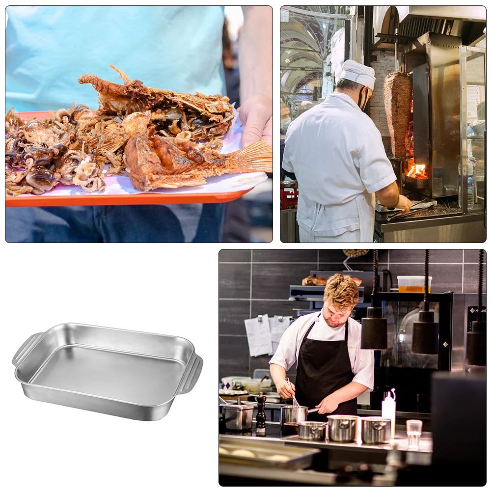 Double Ears Grilled Fish Plate Stainless Steel Heavy Duty Baking Tray ...