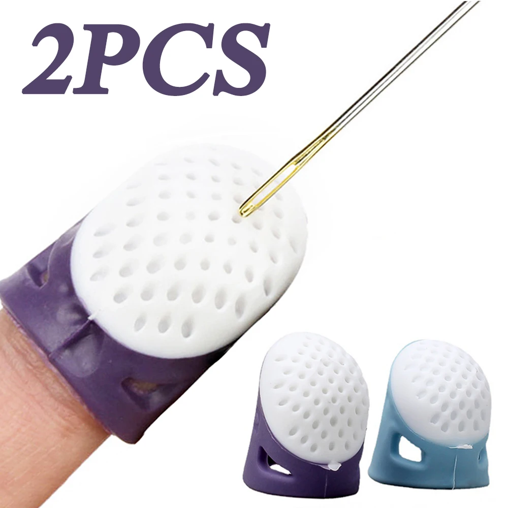 2PCS Silicone Thimbles Anti stick Finger Cover Household Sewing Finger ...
