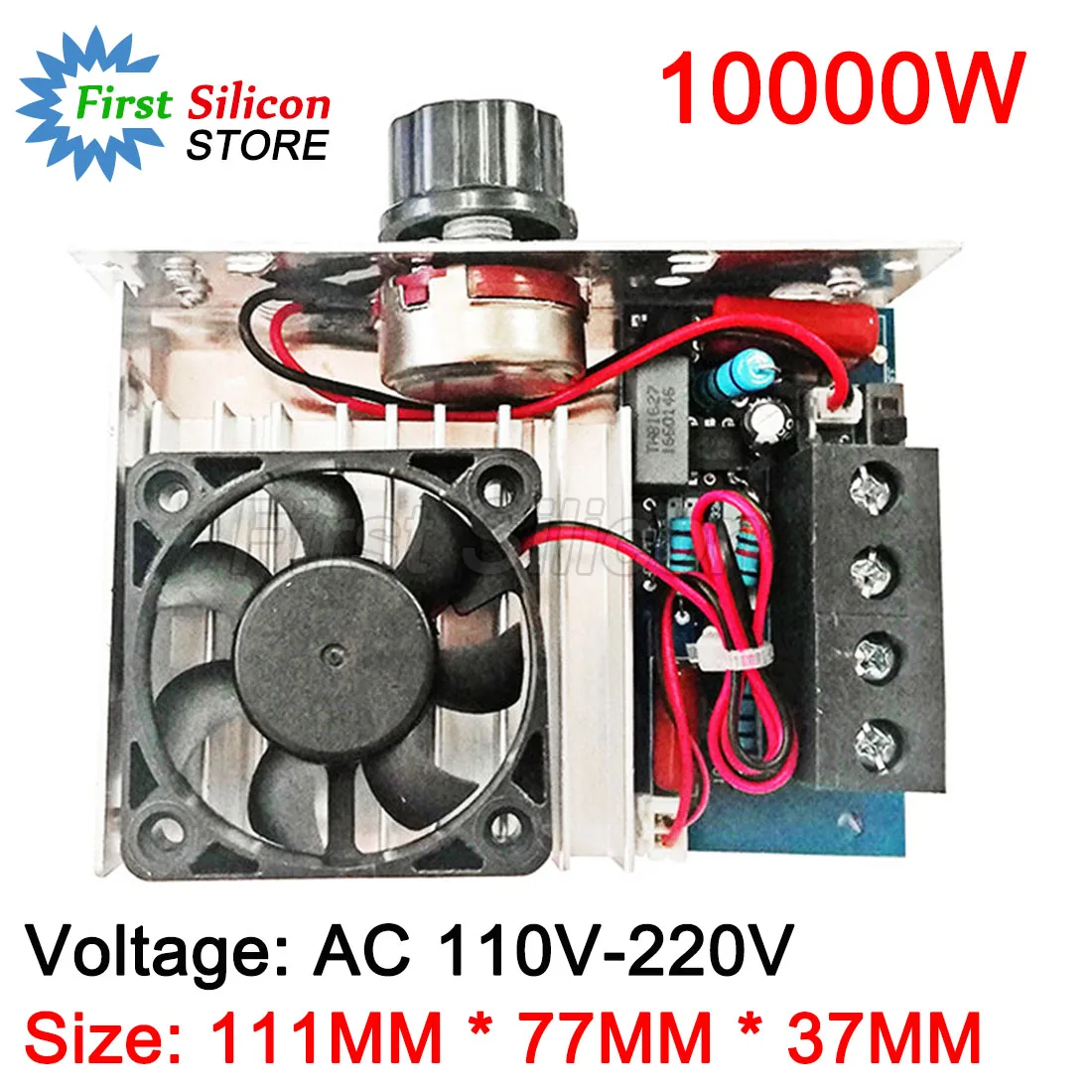 10000W AC110V 220V 75A SCR 전압 조정기 속도 컨트롤러 조광기 온도 조절기 냉각 팬 AC 110-220V