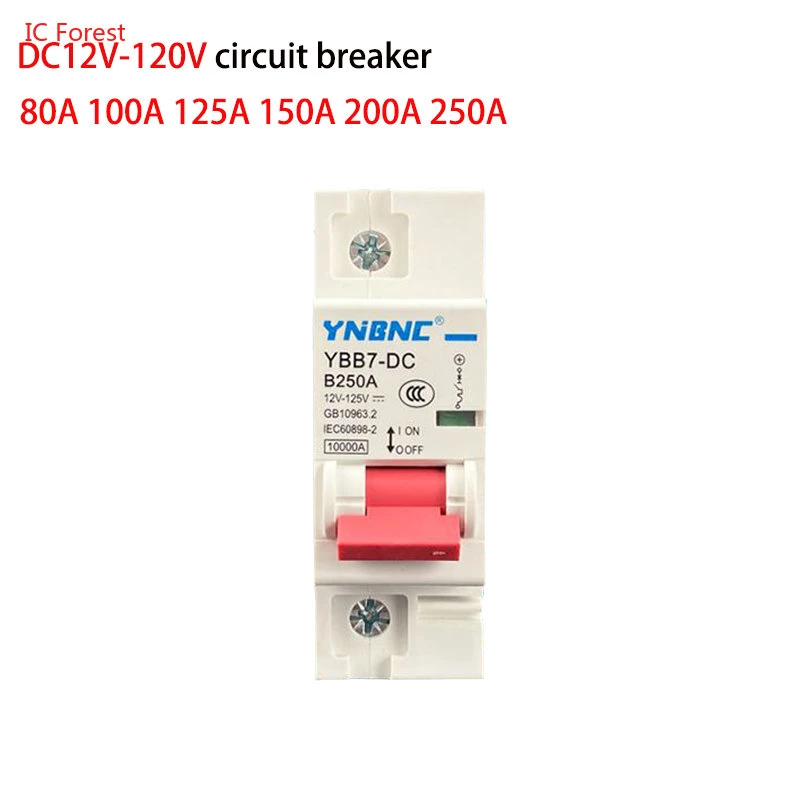 1P 100A 200A 250A DC Breaker 12V 24V 36V 48V 96V 120V DC Circuit Breaker Solar Cells Battery ...