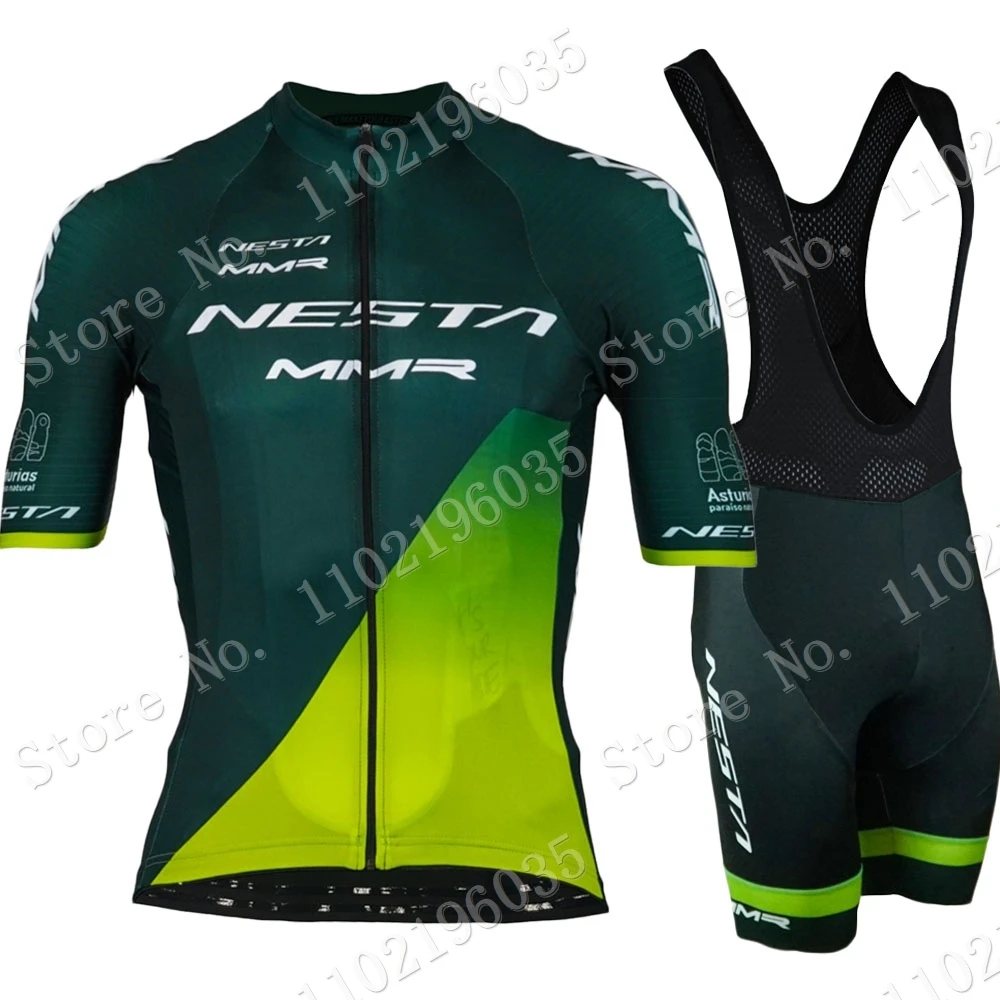 MMR-Green-Cycling-Jersey-Set-para-Homens-Espanha-Vestu-rio-Team-Bike ...