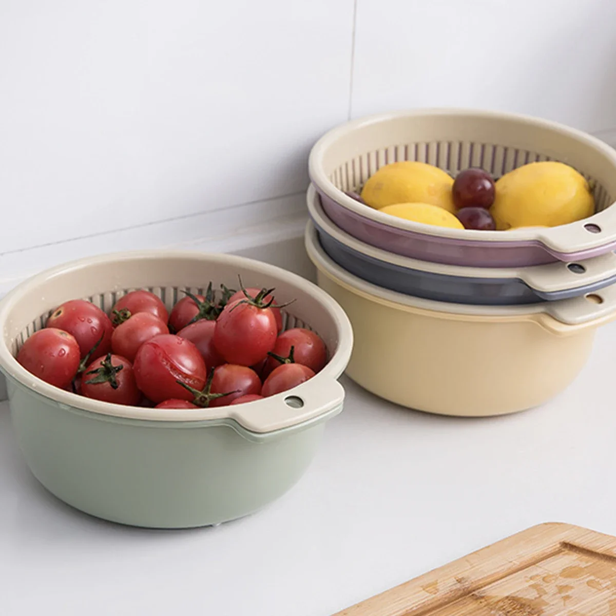 2PCS-Plastic-Fruits-and-Vegetable-Washing-Basket-Kitchen-Fruit-Washing ...