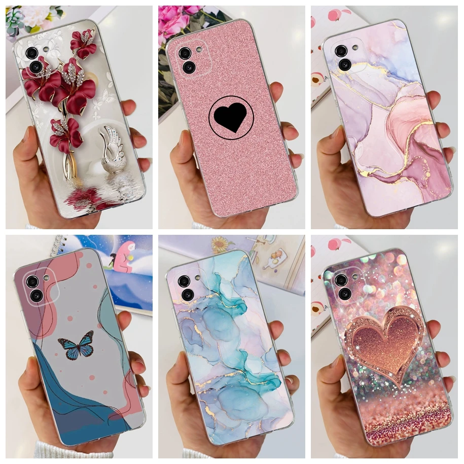 For-Samsung-Galaxy-A03-Case-SM-A035F-Fashion-Marble-Love-Heart-Soft ...