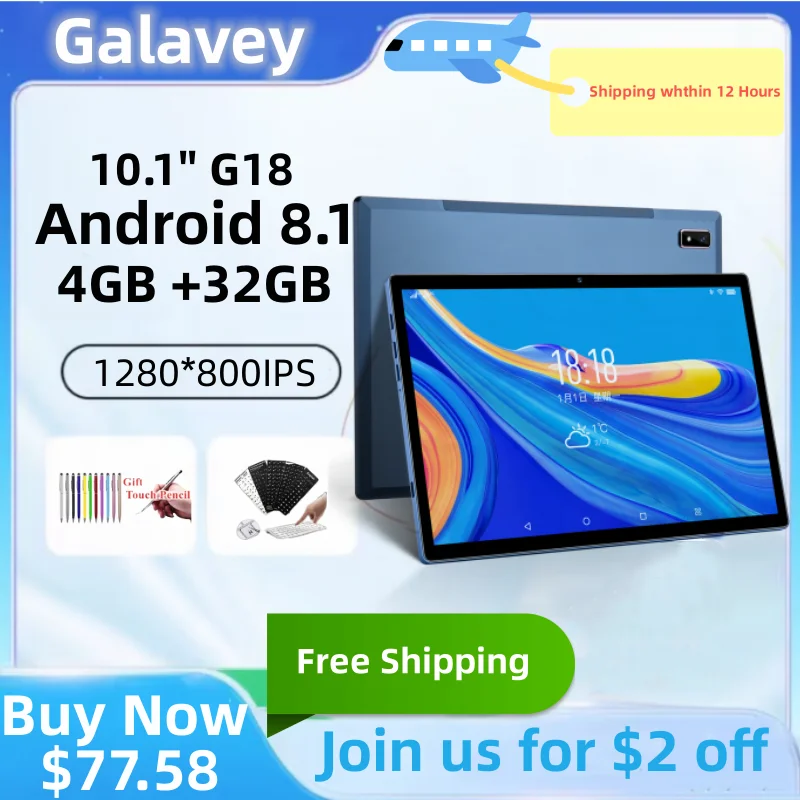 10.1'' G18 Tft 5 Points 4g Phone Call Tablets Pc Android 8.1 Octa Core ...