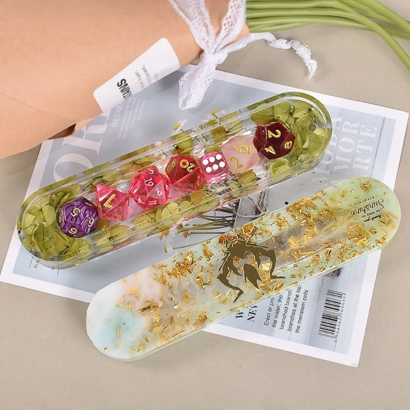 7 Slots Resin Dices Storage Box Crystal Epoxy Resin Mold DIY Rectangle ...