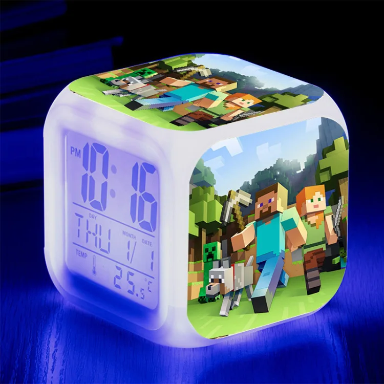 Minecraft-7colors-Zombie-figure-Alarm-clock-steve-Diamond-sword-led ...