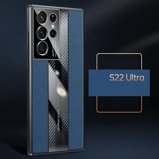 Genuine Leather Plating Case For Samsung S23 Ultra 5G Carbon Fiber ...