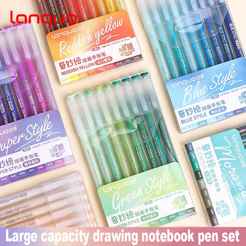 9Pcs Multi-Color Gel Pen Large-Capacity Color Mark Pens Quick Drying ...