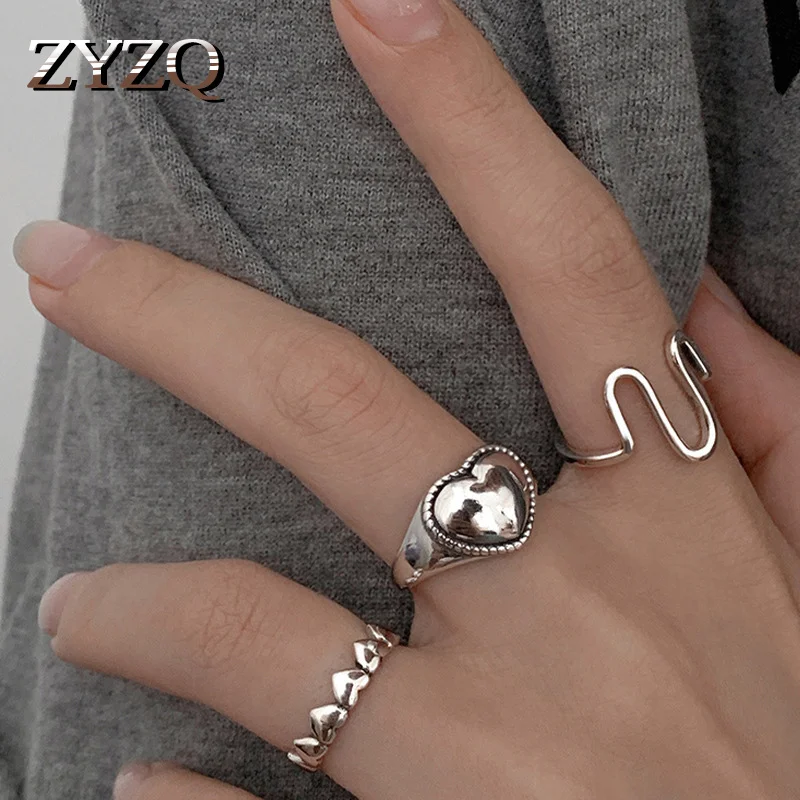 Minimalist Jewelry Ring Punk | Aesthetic Silver Ring Set | Rings Women Set Aesthetic - Rings ...