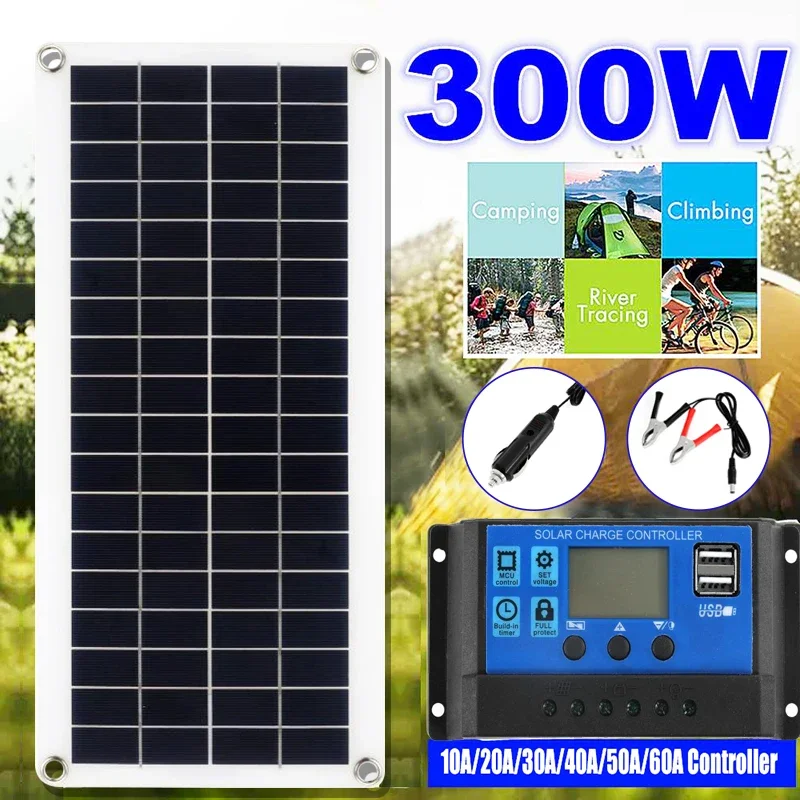 300W-Solar-Panel-Kit-Complete-12V-USB-With-10-60A-Controller-Solar ...