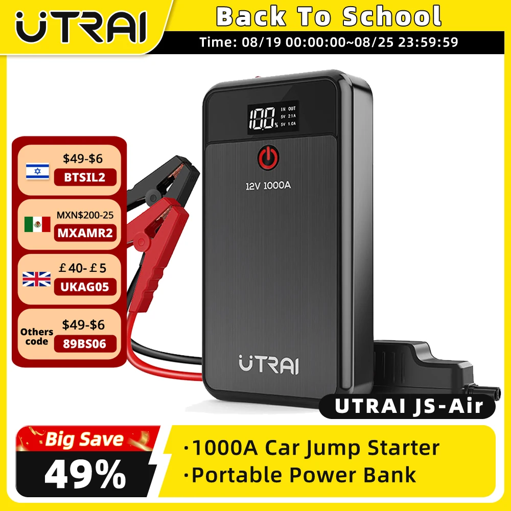 UTRAI-JSTAR-AIR-Jump-Starter-1000A-8000mAh-Power-Bank-Portable-Charger-12V-Battery-Jump-Starter ...