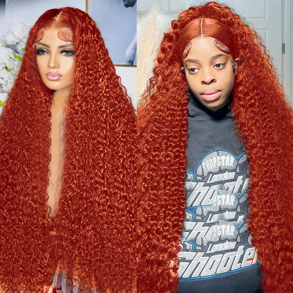 30-40-Inch-Orange-Ginger-Deep-Wave-13x6-HD-Transparent-Lace-Front-Human ...